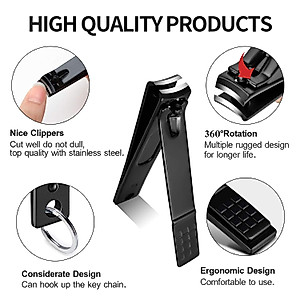 Nail Clippers,3 Pack Toenail Clippers Fingernail Clipper Nail Clippers for Men Women Adult, Nail Cutter Nail Clippers Set for Thick Toenails-[Black]