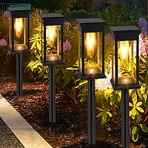 MJIAHOMDEC Solar Lights Outdoor Waterproof,8 Pack LED Solar Pathway Lights Outdoor,Solar Walkway Lights Garden Lights Solar Powered for Outside,Landscape,Path,Yard,Patio,Driveway