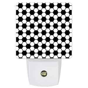 Black and White Hexagon Plug-in Night Light Auto Dusk to Dawn Geometric Night Lights Smart Sensor Led Nightlight Lamp for Bedroom Bathroom Kitchen Nursery Hallway Stairs Energy Efficient Home Decor