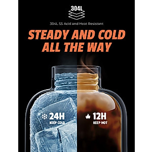 AINOPE Travel Water Bottle for the Coldest Water Bottle with Handle, 24oz Smart Water Bottle Stainless Steel for Magsafe, Metal Cup Phone Holder Sports Gym Work Leak Proof BPA-free Adjustable Angles