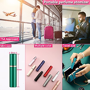 ANTOKX Travel Perfume Bottle Refillable Atomizer - 5ML Perfume Atomiser, Pocket Perfume Dispenser, Scent Pump Case, Leakproof Portable Perfume Sprayer for Women and Men (Pink)