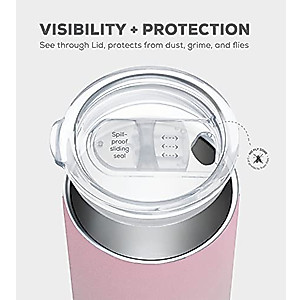 Insulated Skinny Stainless Steel Tumbler Set - 4-Pack 20oz Coffee Tumbler with Straw - Travel Coffee Mug With PBA Free Lids - Slim Vacuum Insulated Tumblers Keep Hot and Cold - Great for Home, Office.