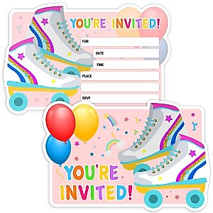 Simimi art Roller Skate Birthday Party Invitations - 30 Invite Cards with Envelopes