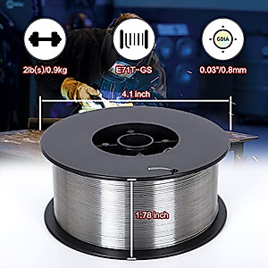 MIG Welding Wire, Flux Core Welder Wire E71T-GS .030" 2-Pound Spool Gasless Carbon Steel Mig Welding Wire