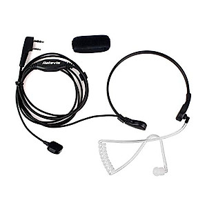 Retevis Throat Mic Walkie Talkie Earpiece with Mic 2 Pin, Compatible with Retevis H-777 RT22 RT21 RT68 Baofeng UV-5R BF-88ST pxton Walkie Talkies, Covert Tube Two Way Radio Headset, Finger PTT(1 Pack)