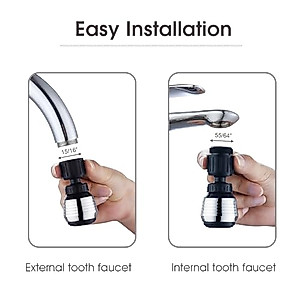 BRIGHT SHOWERS 360 Degree Rotatable Kitchen Faucet Spray Aerator, ABS Sink Sprayer Head, 1.5 GPM Hand Sprayer with 2 Modes, Water Saving Sink Nozzle Attachment