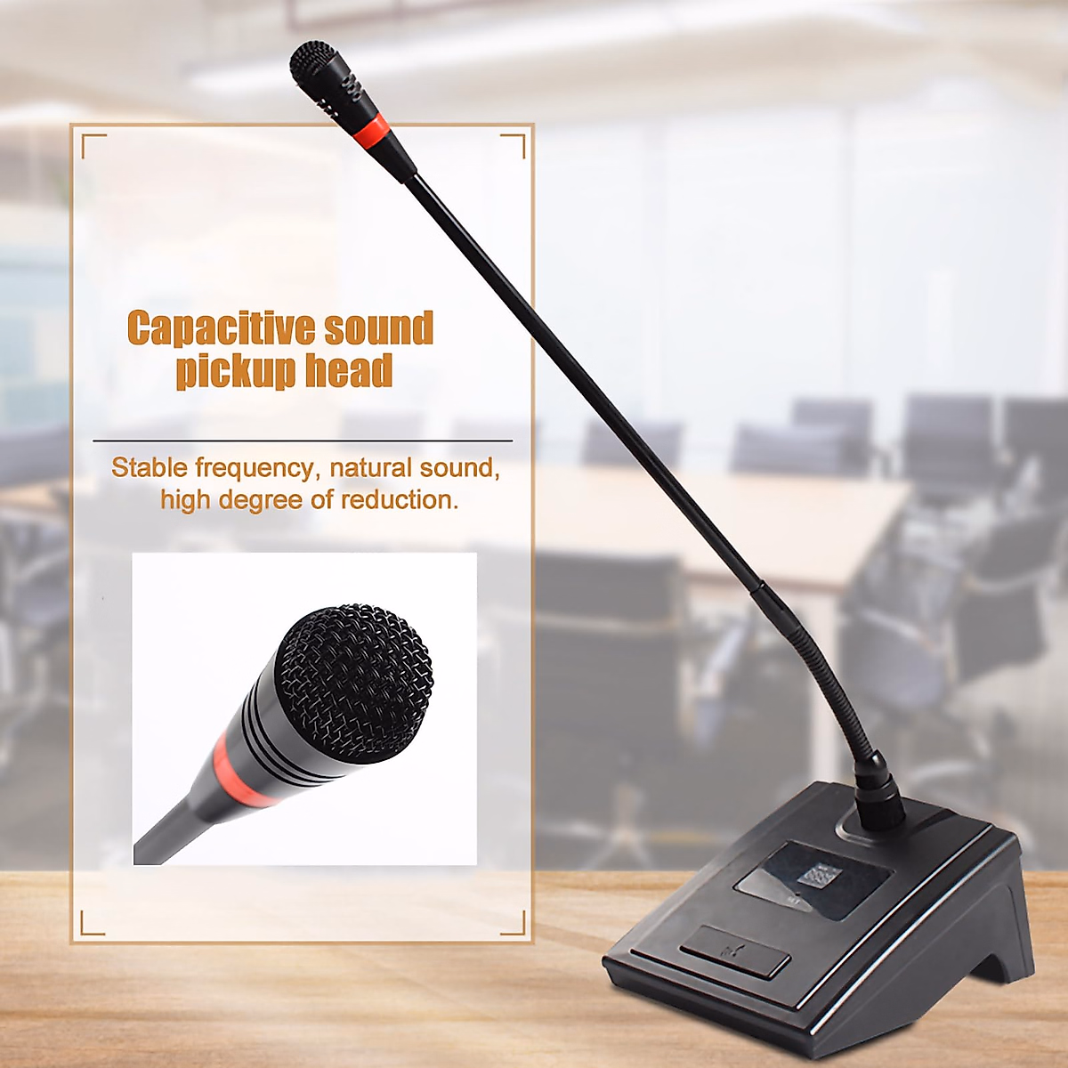 SYH&AQYE Gooseneck Wireless Microphone, 6.35 to 3.5mm Adapter Desktop Microphone, Table Mounted Condenser Mic for Conference, Studio Audio Recording