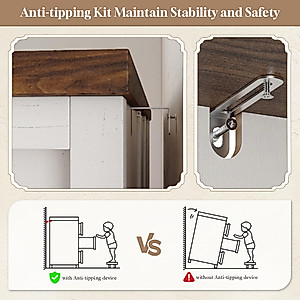 EnHomee Dresser for Bedroom Wood Dresser with 7 Drawers White Dresser with Smooth Metal Rail Long Dressers & Chests of Drawers Farmhouse Dresser for Bedroom Dresser TV Stand, Closet, Antique White