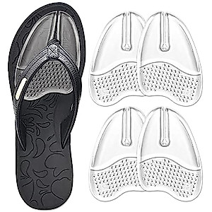 Dr. Shoesert Gel Metatarsal Pads for Flip-Flops Thong Sandals, Ball of Foot Cushion Inserts Relieve All Day Forefoot Pain for Women and Men (Clear - 2 Pairs)