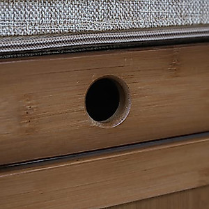 ZHFEISY Shoe Bench 2 Tier Shoe Rack Bamboo 6 Pairs Shoes with Sponge Cushion Storage Basket Shoe Rack Bench Organizer Brown for Home Living Room Entryway