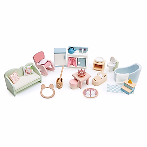 Tender Leaf Toys - Countryside Furniture Set - Fully Furnished Dollhouse Accessories - Bathroom, Living Room and Kitchen All in one, Miniature Pretend Play - Age 3+
