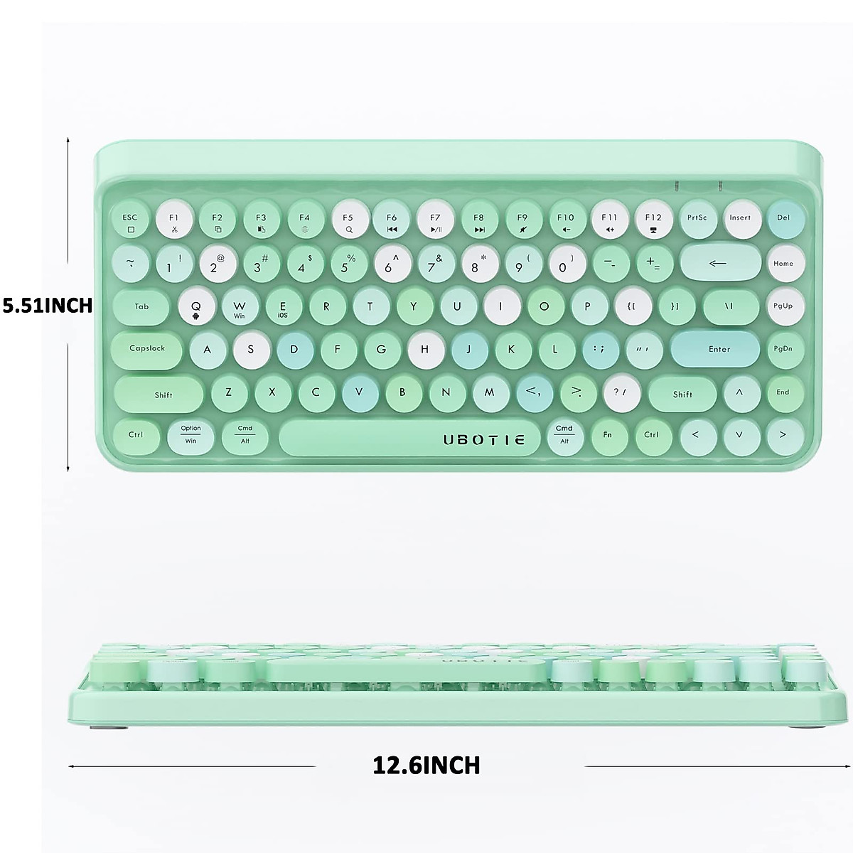 UBOTIE Colorful Bluetooth Retro Typewriter Keyboard