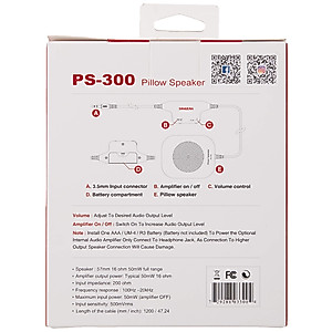 Sangean PS-300 Pillow Speaker with in-line Volume Control and Amplifier (White)