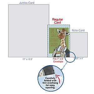 NobleWorks - 1 Funny Animal Birthday Card with Envelope - Cute Card for Birthdays - Giraffe Nose C3642BDG