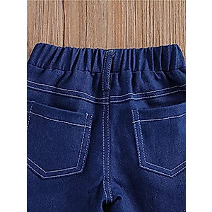 YEAHDOR Toddler Baby Bell Bottoms Baby Girls Ruffle Leggings Flare Skinny Denim Jeans Pants Dark Blue 18-24 Months