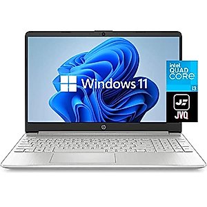 hp 2022 Newest 15.6" HD Laptop Computer, 11th Gen Intel Quad-Core i3-1125G4(Up to 3.7GHz, Beat i5-10210U),128GB SSD, 8GB RAM, Webcam, Bluetooth, USB-C, Wi-Fi, HDMI, Windows 11S, Silver+JVQ Mousepad