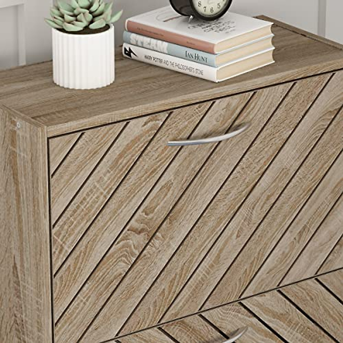 AGOTENI Shoe Cabinet with 3 Flip Drawers, Shoe Storage Organizer with 2-Tier Shelf for Entryway, Freestanding Shoe Rack Storage Organizer, Natural