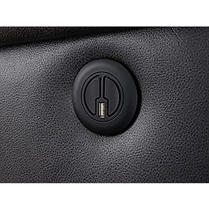 Signature Design by Ashley McAdoo Contemporary Faux Leather Tufted Reclining Power Sofa, Black