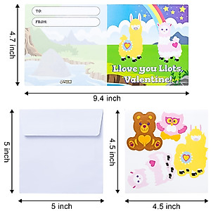 JOYIN 28 Packs Valentines Cards With Stickers (Unicorn, Dragon, Llama, Mermaid) for Kids Party Favor, Classroom Exchange Cards,Anniversary and Birthday,Gift Cards, Greeting Cards,Arts & Craft