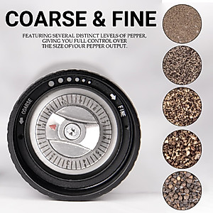 Pepper Grinder, Homnoble Professional Grade Pepper Grinder, Heavy Duty Pepper Mill, Refillable Aluminum Manual Pepper Mill with Adjustable Coarseness and Stainless Steel Blade