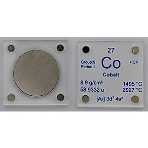 Cobalt (Co) 24.26mm Metal Disc with Acrylic Case for Collection or Experiments