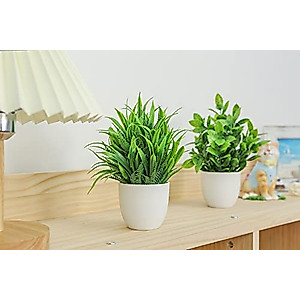 Miracliy 4 Packs Mini Fake Plants Artificial Potted Eucalyptus Faux Plants for Home Office Farmhouse Bathroom Table Shelf Decor Indoor