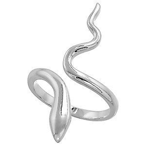 Sterling Silver Snake Ring High Polished, size 8.5