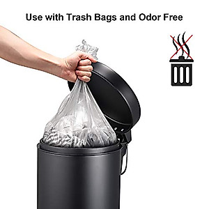 YCTEC 0.8 Gallon/3 Liter Mini Trash Can with Lid Soft Close and Removable Inner Waste Basket, Round Small Garbage Can, Step Trash Bin for Bathroom Bedroom Office Nursery, Steel Pedal, Black