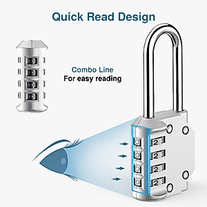 Puroma 2 Pack 2.6 Inch Long Shackle Combination Lock 4 Digit Outdoor Waterproof Padlock for School Gym Locker, Sports Locker, Fence, Gate, Toolbox, Case, Hasp Storage (Silver & Black)