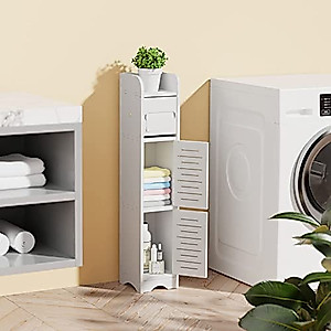 GAKOV Small Bathroom Storage Cabinet, Toilet Paper Organizer for Small Space Corner and Small Bathroom Organizer, 4-Tier Bathroom Organizer (White)