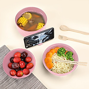 Microwave Ramen Cooker,Ramen Bowl With Chopsticks and Spoon,For Office College Dorm Room Essentials Instant Lunch Ideal for Shin and Buldak Ramen Noodle On The Go, Dishwasher-Safe,BPA-Free. (Pink)