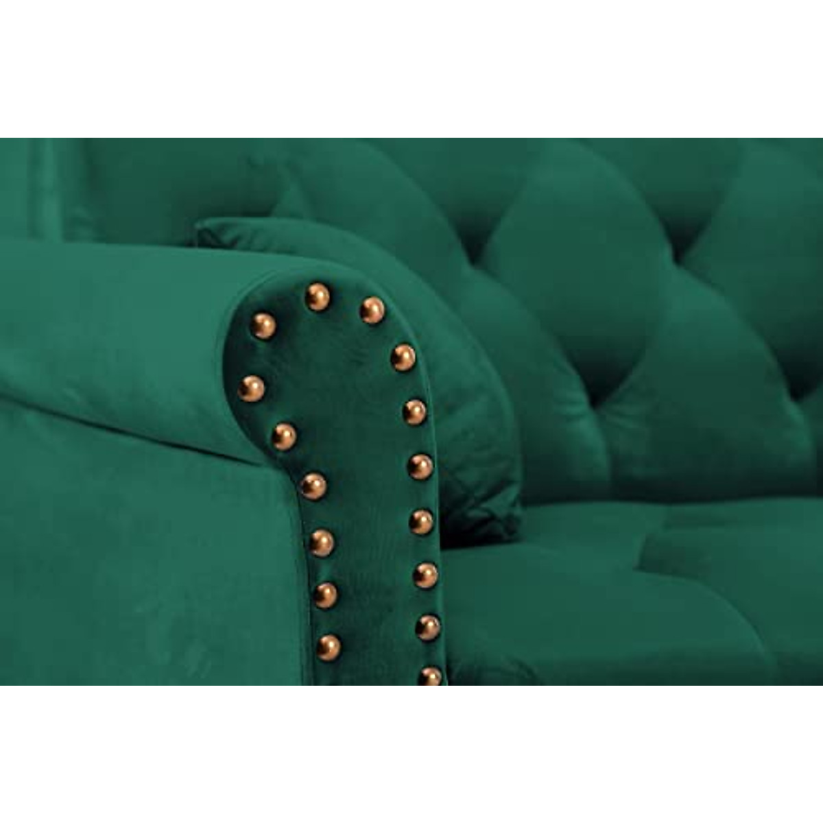 115¡±W Button Tufted Velvet Convertible Sectional Sofa Bed Sleeper with Reversible Chaise & 2 Pillows Indoor Modular Sofa (Green)