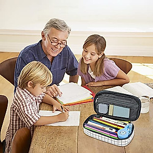 Pencil Case Large Capacity Pencil Pouch, Pencil Bag with Three Compartments Organizers, Pencil Case Canvas Pencil Pouch Holder for Students Kids Teens Adults - 9.05 x2.75 x4.72 inches