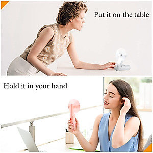2 Pieces Portable Handheld Fan Mini Fan Portable USB Rechargeable Fan Small Pocket Fan Travel Feature Battery Operated 14-21 Working Hours for Women, Travel, Outdoor (White, Pink)