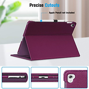 Fintie Case for iPad Pro 9.7 Inch 2016 Release Tablet- [Corner Protection] Multi-Angle Viewing Folio Smart Stand Back Cover with Pocket, Pencil Holder, Auto Wake/Sleep, Purple