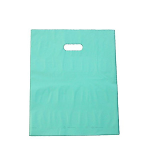 100pcs 12x15 2.5mil Extra Durable Merchandise bags Pick ur Color Die Cut Handle-Frosted finish-Anti-Stretch. For Retail, Party, Handouts and more by Best Choice (Aqua Blue)