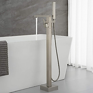 Artiqua Freestanding Bathtub Faucet Tub Filler Brushed Nickel Brass Bathroom Faucets Floor Mounted with Handheld Shower