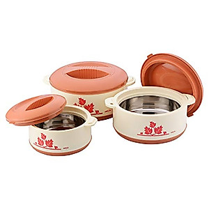 Milton Orchid Insulated Plastic Casserole Gift Set, 3-Pieces, Light Brown