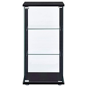 Coaster Home Furnishings Cyclamen 34-inch 3-Tier Clear Tempered Glass Curio Cabinet Display Case with Shelving Black 950179