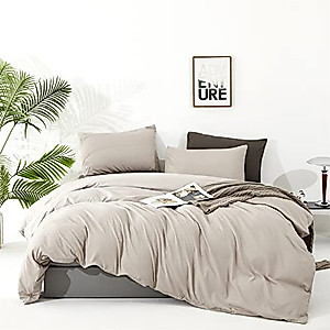 Wellboo Beige Comforters Twin Size Solid Light Brown Bedding Comforter Sets Cotton Plain Dark Khaki Warm Blankets Women Men Modern Taupe Quilts Soft Durable Tan Solid Color Comforters Health Cozy Bed