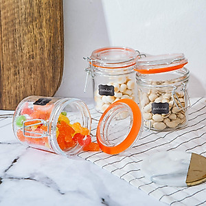 Glass Jars With Airtight Lids,Encheng Mason Jars 8 oz,Glass Jars With Leak Proof Rubber Gasket 250ml,Storage Jars With Hinged Lid for Home and Kitchen,Glass Containers With Lids 12 Pack