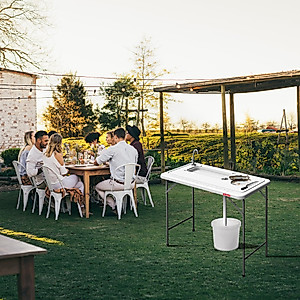 TooGooD Folding Fish Cleaning Table with Sink, Portable Camping Dish Washing Station w/ 31' Ruler Integrated