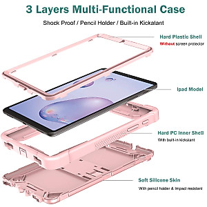 BAISRKE Case Cover for Galaxy Tab A 8.4 Case 2020, Heavy Duty Rugged Full-Body Hybrid Shockproof Drop Protection Cover for Samsung Galaxy Tab A 8.4 2020 Tablet Model SM-T307 / SM-T307U - Rose Gold