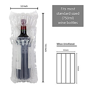 Wine Bottle Protector Bags - Inflatable Air Column Cushioning Sleeves Packaging Ensures Safe Transportation of Glass Bottles during Travel or Shipping with Free Pump (15 Pack)