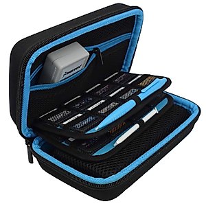TakeCase Hard Shell Carrying Case - Compatible with Nintendo 3DS XL and 2DS XL - Fits 16 Game Cards and Wall Charger - Includes Removable Accessories Pouch and Extra Large Stylus Light Blue