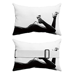 Chaise Lounge Head Resting Pillows The Shadow of Sexy Lady with High Heels Outdoor Lumbar Pillows Waterproof Patio Furniture Pillow with Insert Adjustable Elastic Stripe for Recliner Beach Chairs