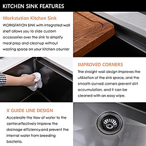 36 Inch Farmhouse Kitchen Sink Matte Black-HACHENL 36x22 Apron Front Farmhouse Workstation Kitchen Sink 16 Gauge Black Stainless Steel 10 Inch Deep Kitchen Sink Single Bowl Farmhouse Sink