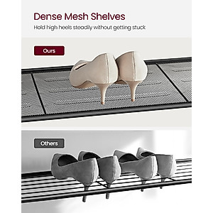 VASAGLE INDESTIC Shoe Rack, Shoe Organizer for Closet with 4 Mesh Shelves and Large Top for Bags, Entryway Hallway Shoe Shelf, Steel Frame, Industrial, Hazelnut Brown and Black ULBS015B03