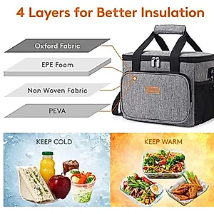 Large Cooler Bag 15L Insulated Lunch Bag 25 Cans Portable Cooler Bag/Lunch Box with Insulated Layer for Picnic, Beach, Work, and Travel hot and Cold Storage Leakproof