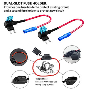 MuHize 120 Pcs Car Fuses & Tap Adapter, Upgraded ATM Assorted Blade Fuses with Inline 16 AWG Gauge Holder, Replacement for Automotive Us